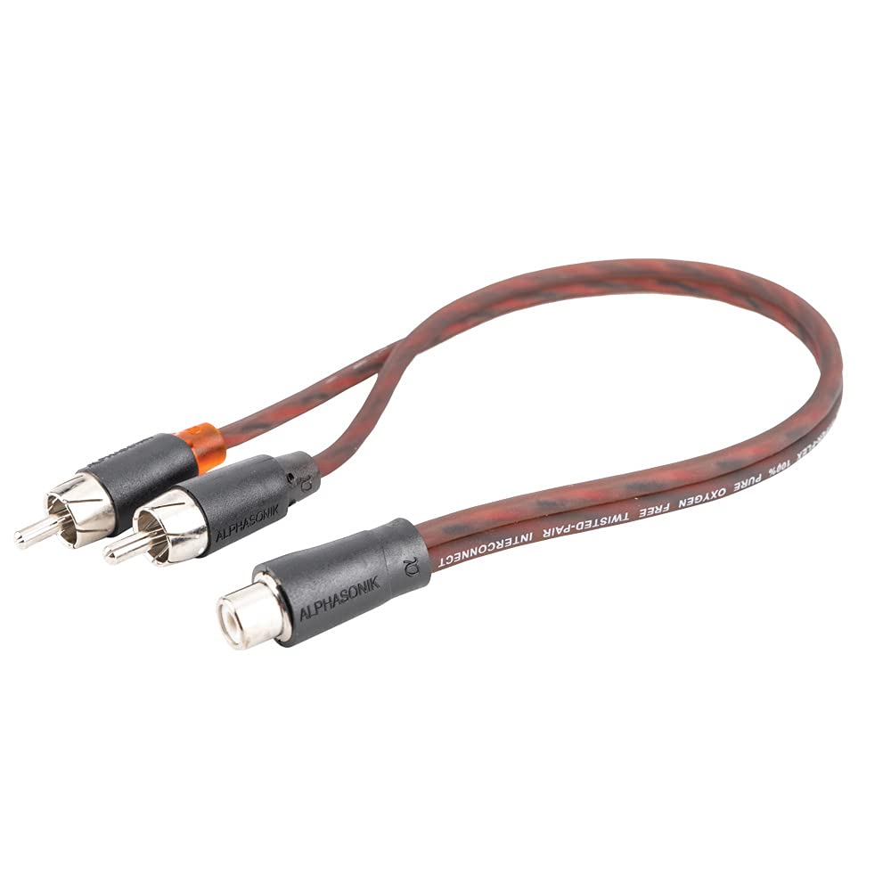 Alphasonik 1 Female to 2 Male Premium Hyper-Flex RCA Splitter | Alphasonik